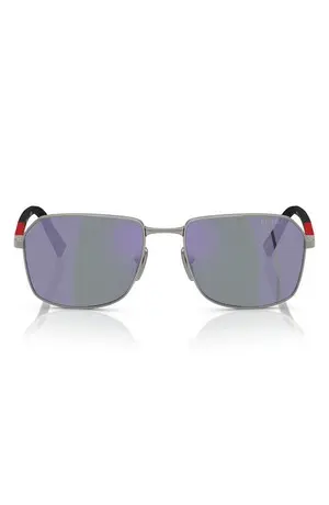 Prada Prada Linea Rossa 57mm Rectangular Sunglasses Gunmetal