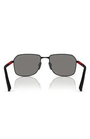 Prada 57mm Rectangular Sunglasses - Rubber Black