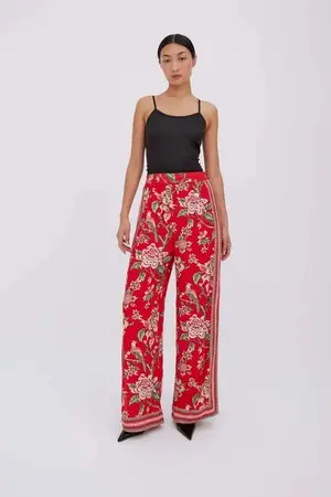 RAISHMA Hallie Floral Wide-leg Trousers