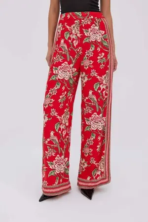RAISHMA Hallie Floral Wide-leg Trousers