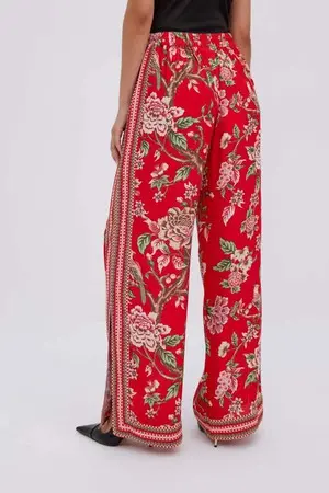 RAISHMA Hallie Floral Wide-leg Trousers