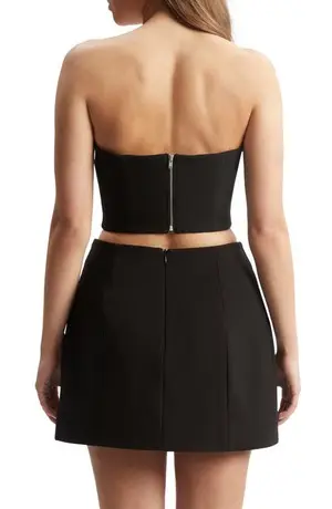 Bardot Delphi Strapless Crop Top - Black