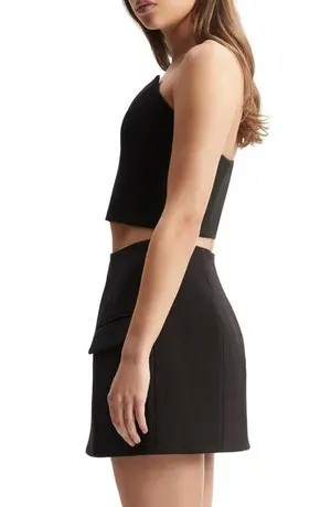 Bardot Delphi Strapless Crop Top - Black