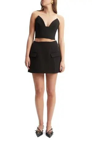 Bardot Delphi Strapless Crop Top - Black