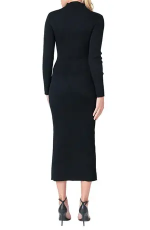 Endless Rose Mock Neck Ribbed Midi Dress