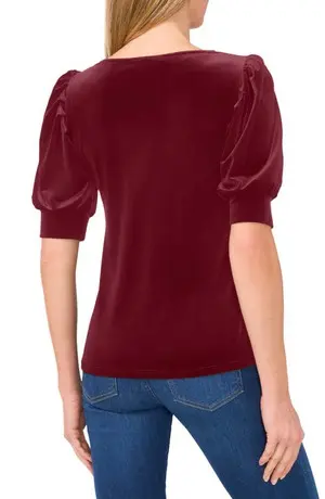 CECE DUPRAZ Puff Sleeve Velvet Top - Majesticwine
