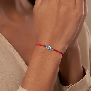 KARMA AND LUCK Evil Eye Charm Bracelet - Red/silver/blue