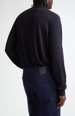 Zegna Cashmere & Silk Turtleneck Sweater - Navy