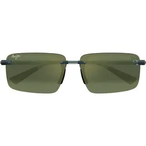 Maui Jim Laulima 61mm Gradient Rectangular Sunglasses - Green/ Maui