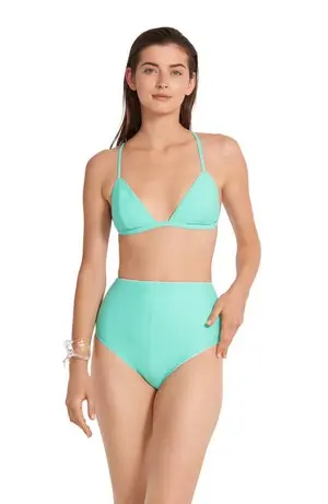ANSEA Reversible Triangle Bikini Top - White/mint