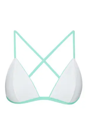 ANSEA Reversible Triangle Bikini Top - White/mint