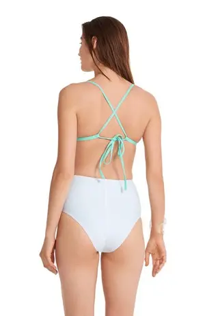 ANSEA Reversible Triangle Bikini Top - White/mint
