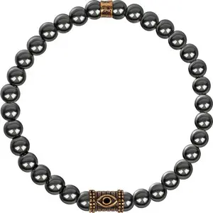 KARMA AND LUCK Hematite And Black Onyx Charm Beaded Bracelet - Black/bronze