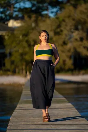 ANSEA Gauze Wide Leg Pant