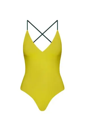 ANSEA Reversible Tie Back One Piece - Chartreuse/forest