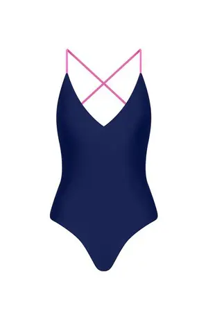 ANSEA Ansea Reversible Tie Back One Piece Pink/navy