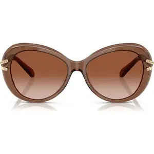 SWAROVSKI 56mm Butterfly Sunglasses - Transparent Brown