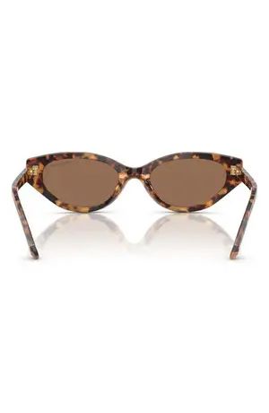 SWAROVSKI 53mm Round Frame Sunglasses - Brown Havana