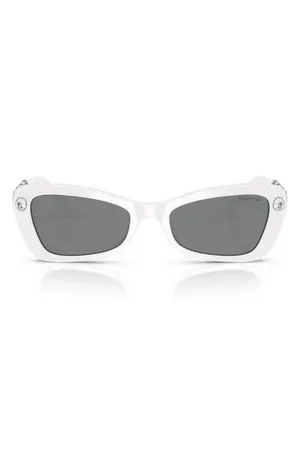 SWAROVSKI Swarovski 54mm Irregular Sunglasses White