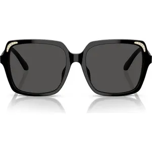 SWAROVSKI 56mm Embellished Square Sunglasses - Black