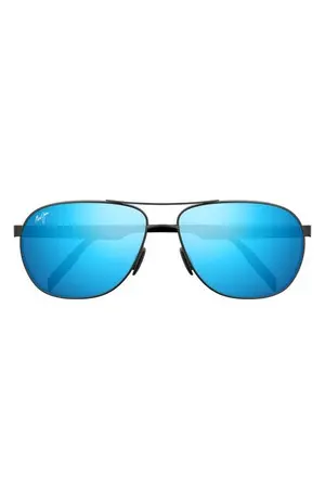 Maui Jim Castles 61mm Aviator Sunglasses - Dark Ruthenium/ Blue Hawaii