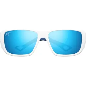 Maui Jim Keha Oversized Rectangular Sunglasses - White/ Blue Hawaii