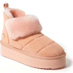 DEARFOAMS Fireside Bayswater Shearling Platform Booties - Peach Dust