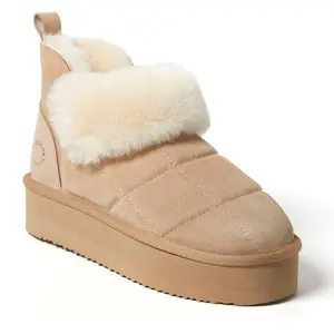 DEARFOAMS Fireside Bayswater Shearling Platform Bootie - Sand