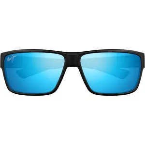 Maui Jim Uila Rectangular Sunglasses - Black/ Blue Hawaii