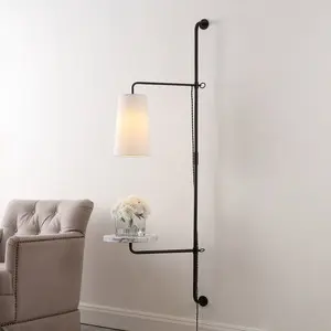 JONATHAN Y Andre 1-light Contemporary Industrial Iron Plug-in With Adjustable White Marble Table Led Sconce