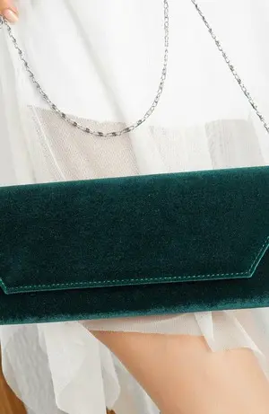 FOREVER & ALWAYS SHOES Forever & Always Scarlett Evening Clutch - Emerald Green Velvet
