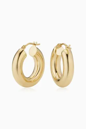 ORADINA 14k Gold Midi Hoop Earrings - Yellow Gold
