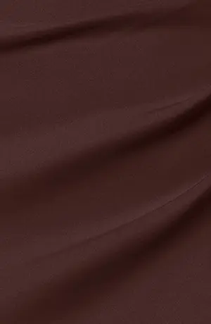 XSCAPE EVENINGS Asymmetric Neck Scuba Knit Trumpet Gown - Brown