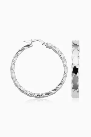 ORADINA 14k Gold Hoop Earrings - White Gold