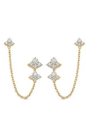 Sara Weinstock Dujour Diamond Cluster Chain Earrings - Yellow Gold/ Diamond