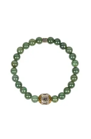 KARMA AND LUCK Jade Mantra Beaded Bracelet - Silver/bronze