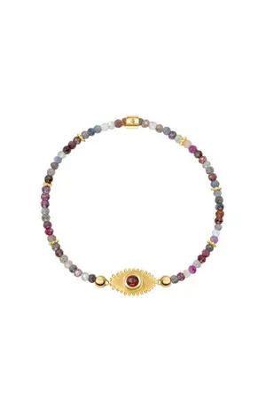 KARMA AND LUCK Sapphire Mix Evil Eye Charm Bracelet - Multicolor/gold