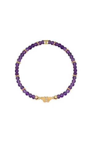 KARMA AND LUCK Amethyst Butterfly Charm Bracelet - Purple/gold