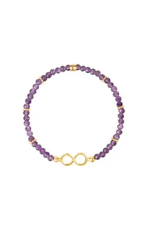 KARMA AND LUCK Amethyst Infinity Charm Bracelet - Purple/gold
