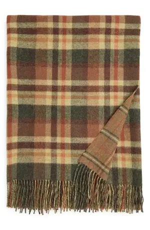 Johnstons Of Elgin Plaid Wool Throw Blanket - Block Check / Windowpane Check