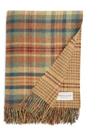 Johnstons Of Elgin Plaid Wool Throw Blanket - Multi Check/gun Club