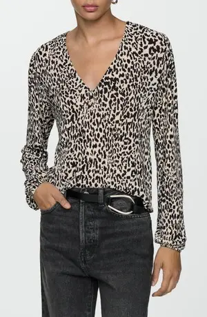 Mango V-neck Crepe Top