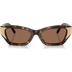 SWAROVSKI 50mm Cat Eye Sunglasses - Dark Havana