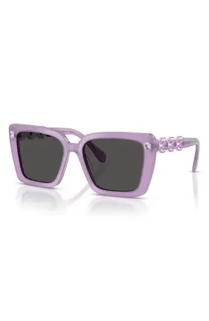 SWAROVSKI 55mm Square Sunglasses - Milky Lilac/ Dark Grey