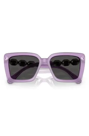 SWAROVSKI 55mm Square Sunglasses - Milky Lilac/ Dark Grey