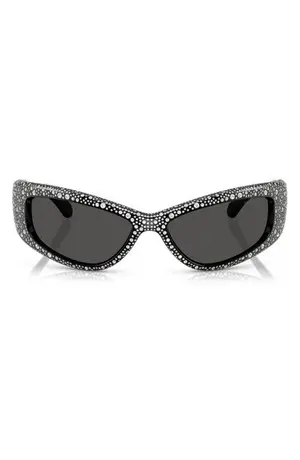 SWAROVSKI 60mm Irregular Sunglasses - Black
