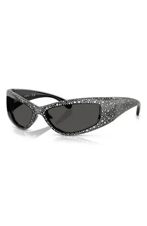 SWAROVSKI 60mm Irregular Sunglasses - Black