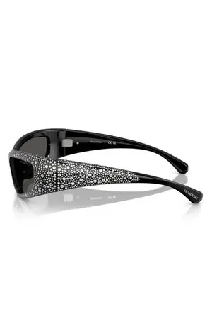 SWAROVSKI 60mm Irregular Sunglasses - Black