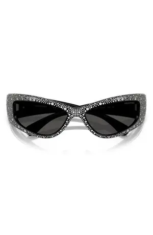 SWAROVSKI 60mm Irregular Sunglasses - Black