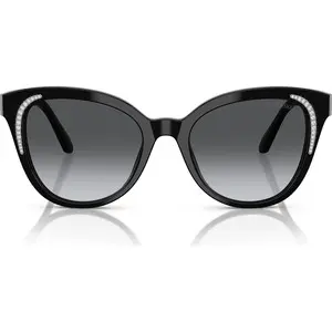 SWAROVSKI 53mm Gradient Butterfly Sunglasses - Black